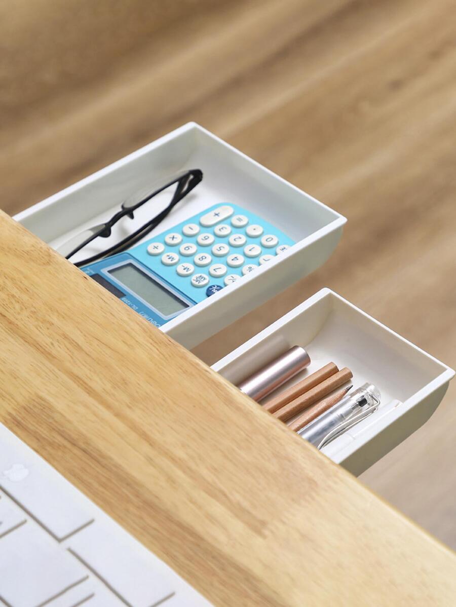 1pc White Under Desk Pencil Holder, Simple & Practical, Non-drilling ...