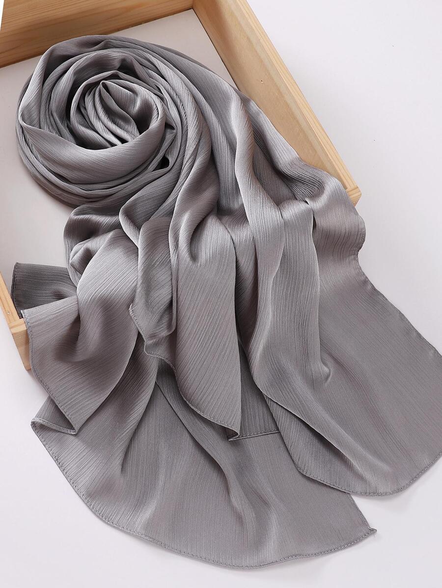 1pc Natural Crinkle Solid Color Headscarf Satin Hijab Women Head Wrap ...