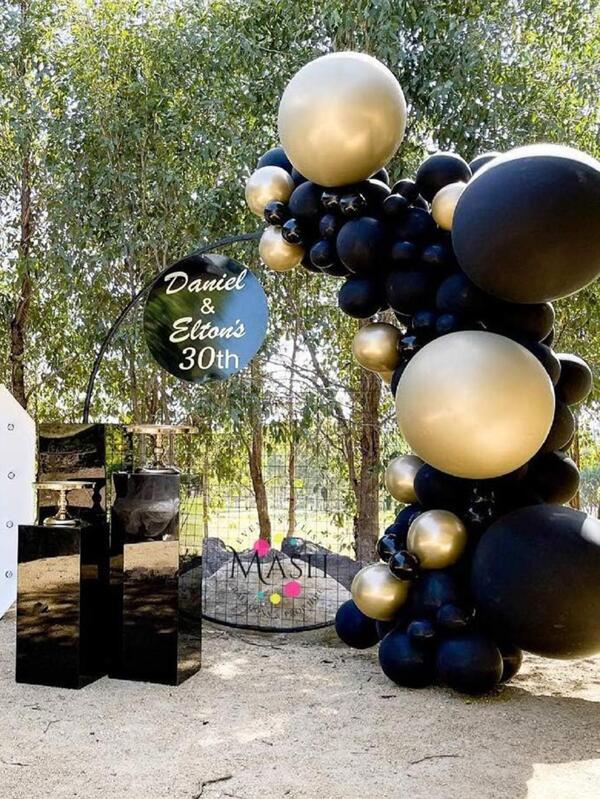 84pcs/set Black Balloon Garland Arch Kit Metallic Gold Color Confetti ...