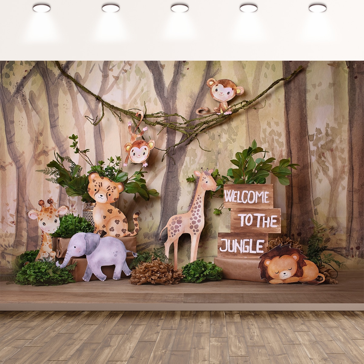 7 X 5 ft Cartoon Jungle Safari Animal Backdrop | SHEIN UK