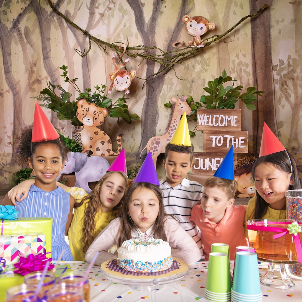 7 X 5 ft Cartoon Jungle Safari Animal Backdrop | SHEIN USA