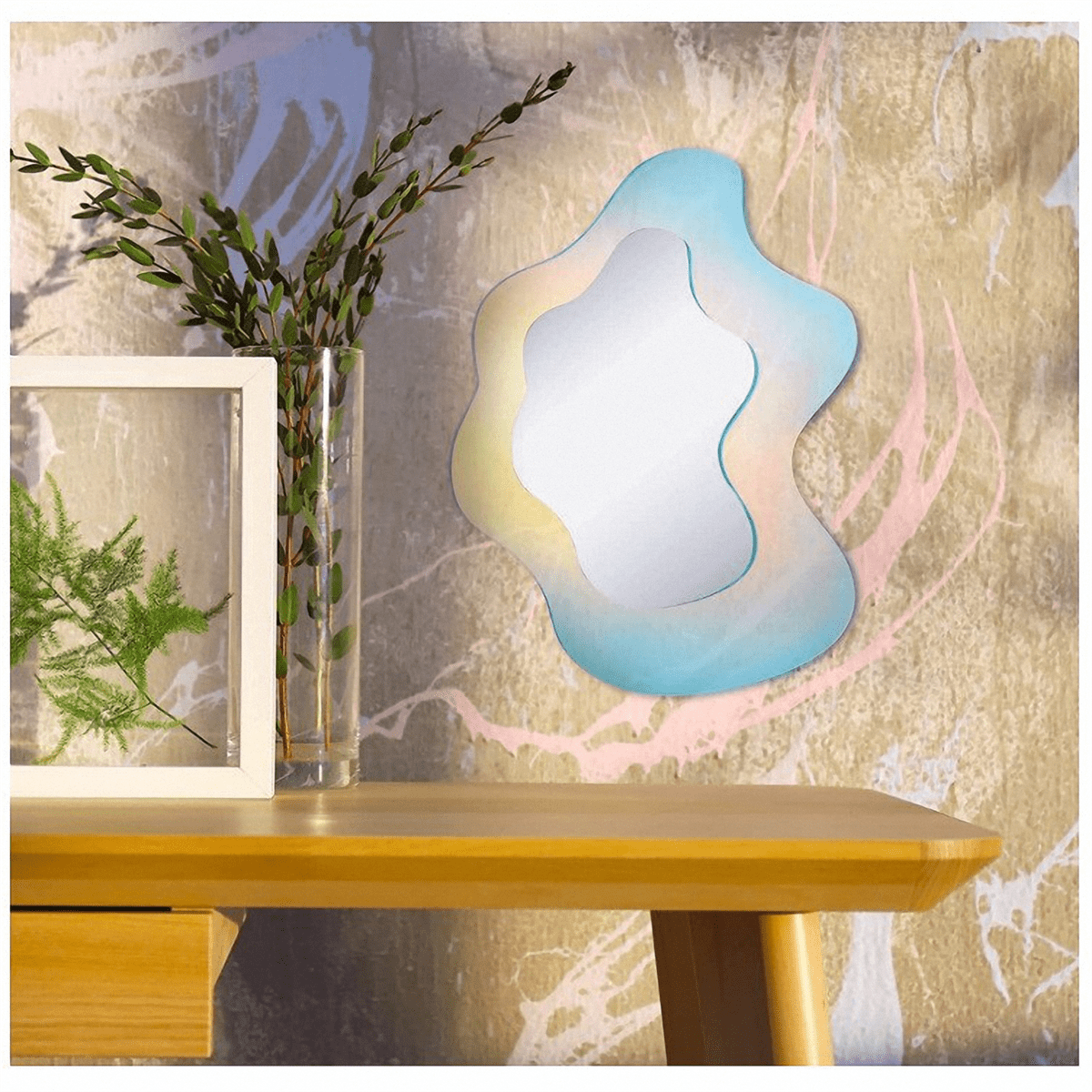 Wavy Acrylic Mirror Rainbow Irregular Aesthetic Vanity Mirror Wavy ...
