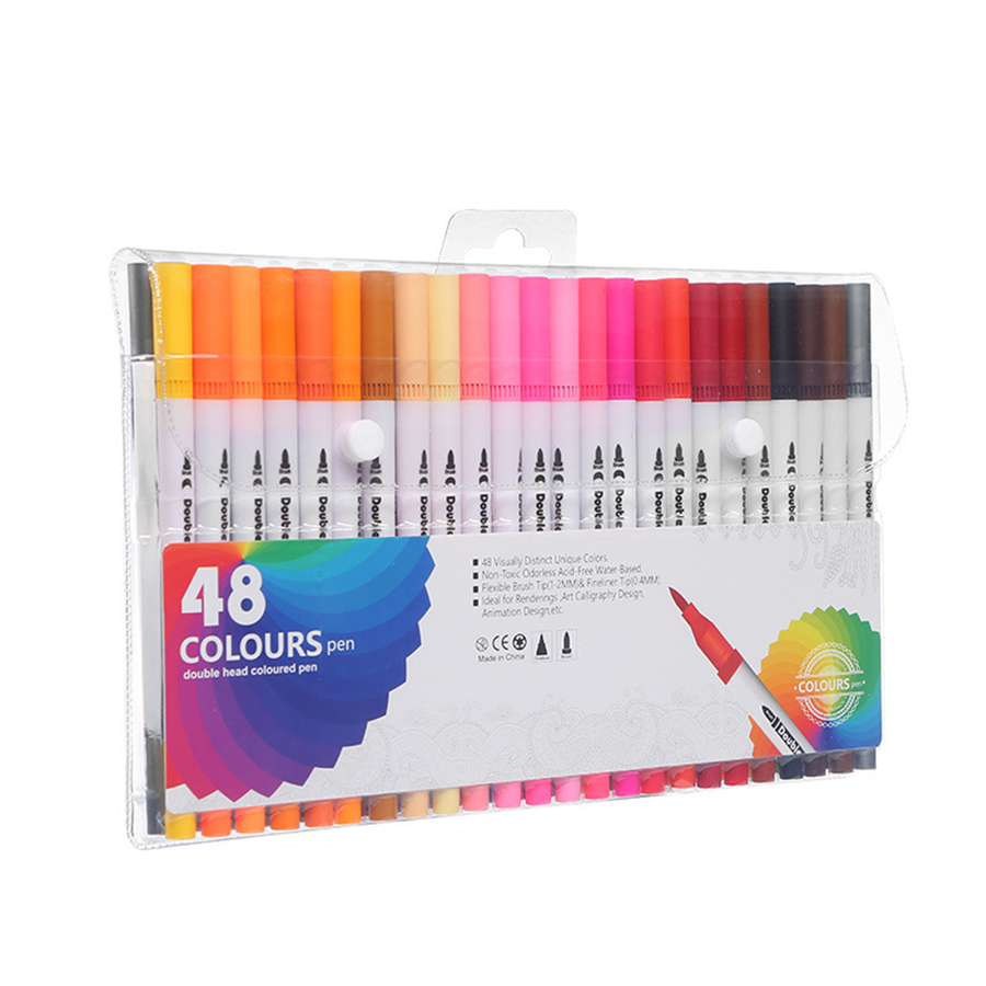 Dual Markers Brush Pen, Colored Fine Point Marker & Brush Highlighter ...
