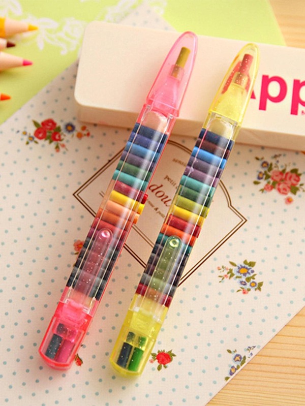 4pcs 20-color Wax Crayons, Random Color Changeable Refillable Crayons ...