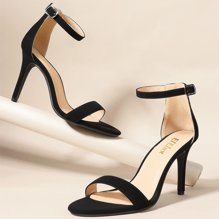 Women Heels 4 Inches Stiletto Heels Ankle Strap Heeled Sandals for ...
