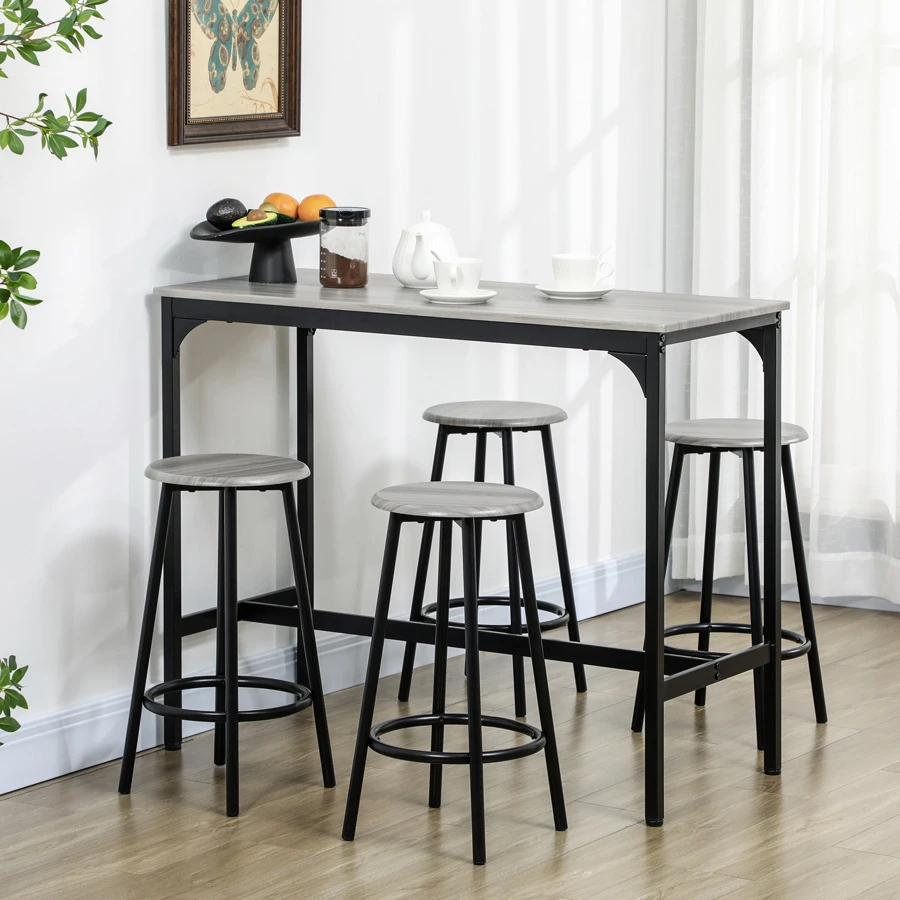 HOMCOM 5-Piece Rustic Bar Table and Chairs Set for Dining Room | SHEIN USA