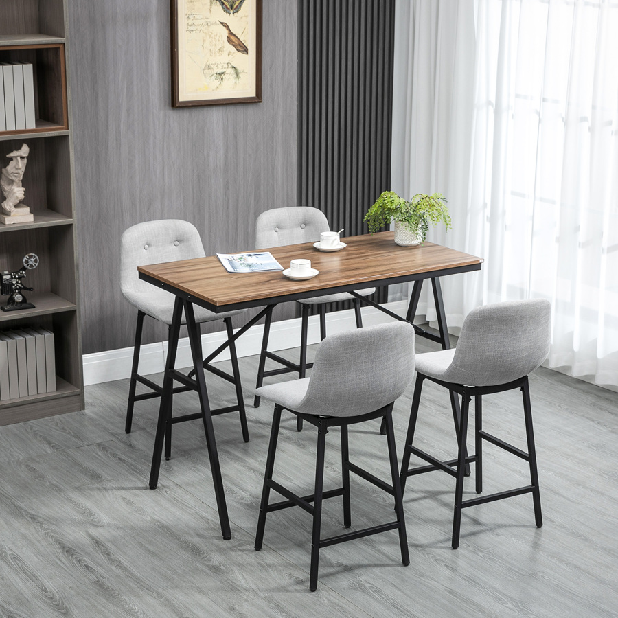 HOMCOM Industrial Bar Table with Steel Frame, Counter Height Table Pub ...