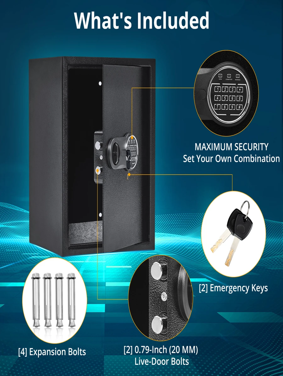 Safe Box 1.9 Cubic Feet Security with Digital Keypad Lock, Steel Safe ...