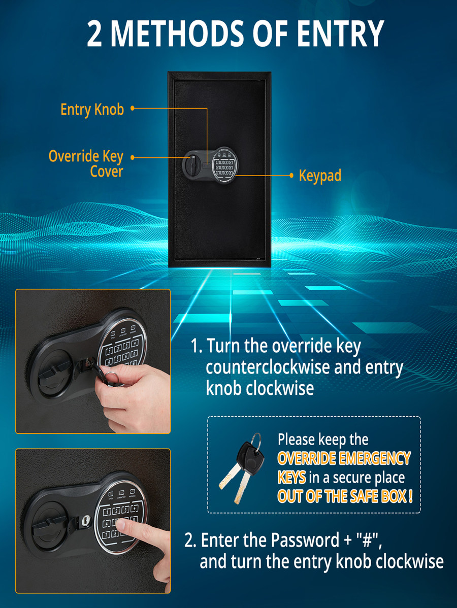 Safe Box 1.9 Cubic Feet Security with Digital Keypad Lock, Steel Safe ...