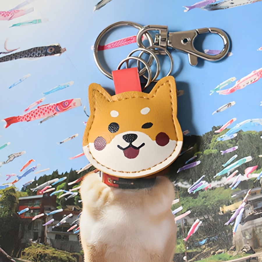 1pc Cute Shiba Inu Face Pu Leather Keychain For Women, Fashion Car ...