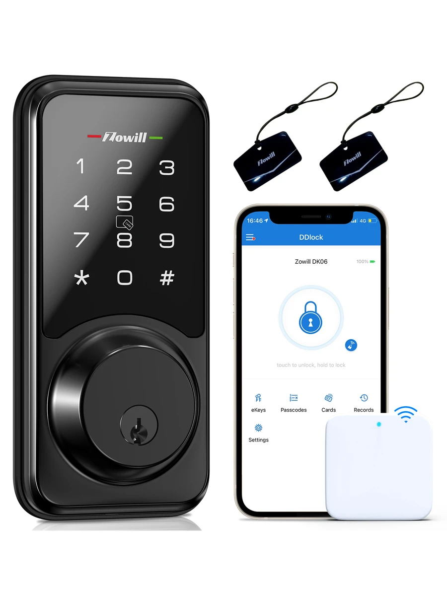 Zowill Smart WiFi And Bluetooth Door Lock With Touchscreen Keypad ...