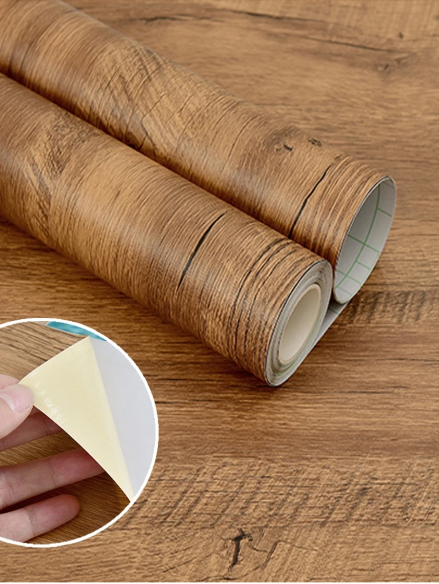 1 Roll Rustic Brown Wood Grain Self-adhesive Wallpaper, Contact Paper ...