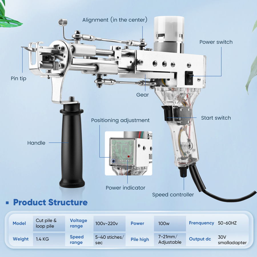 Tufting Gun, 2 in 1 Rug Gun Cut Pile and Loop Pile Rug Tufting Gun Kit ...
