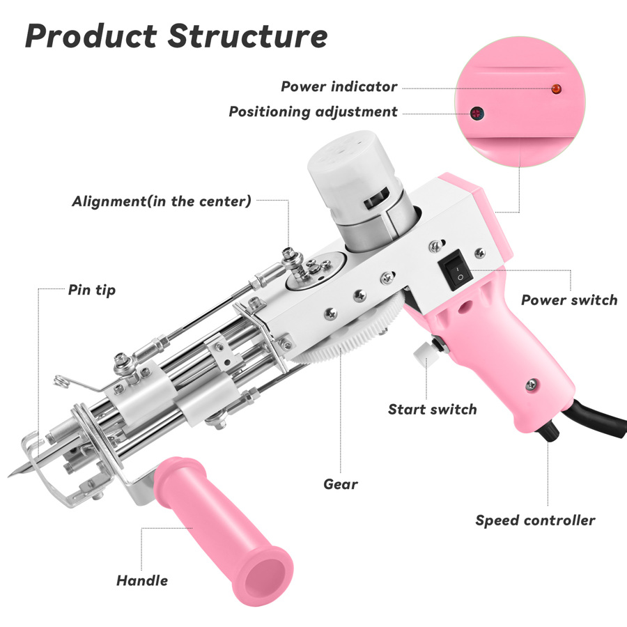 Tufting Gun, 2 in 1 Rug Gun Cut Pile and Loop Pile Rug Tufting Gun Kit ...
