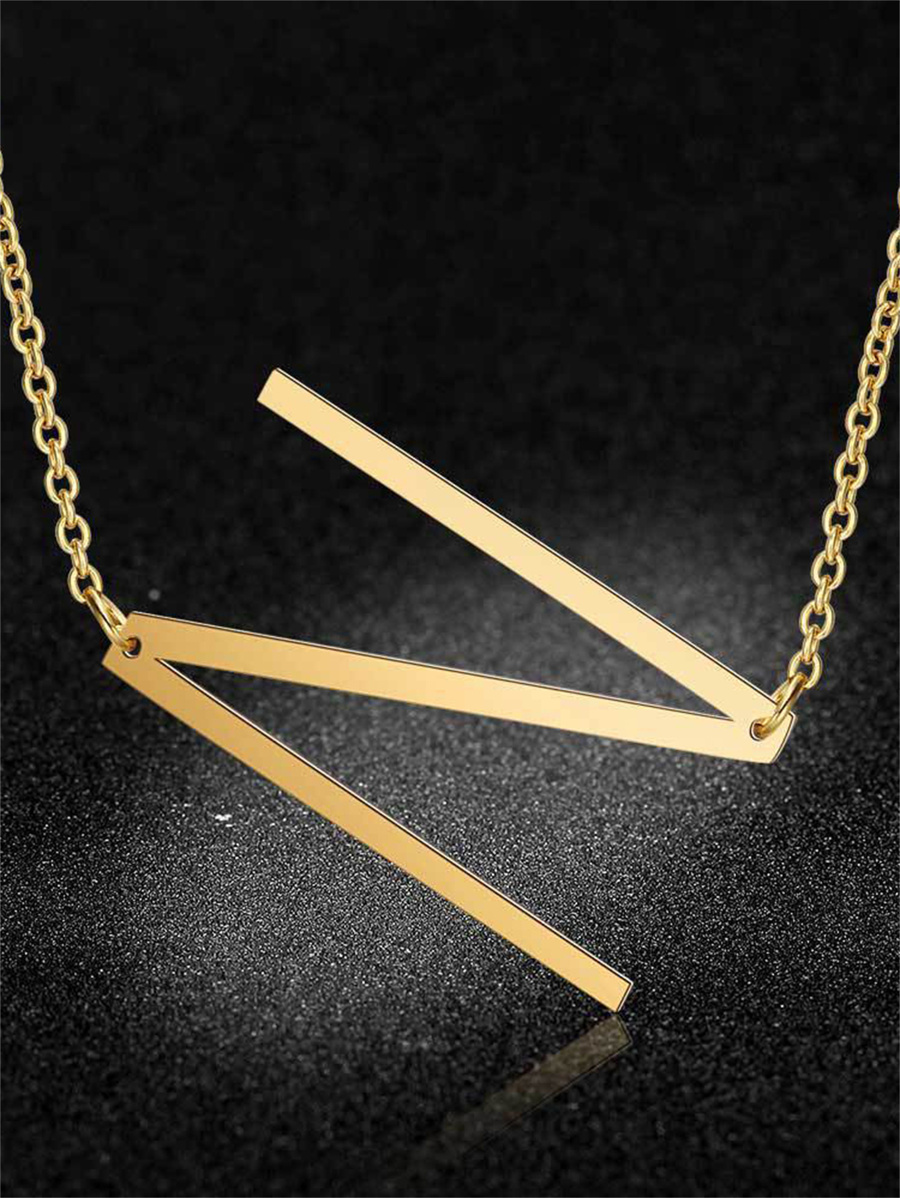 1pc Fashion Simple Elegant Lady Style Golden 26 Letters Large Letter ...