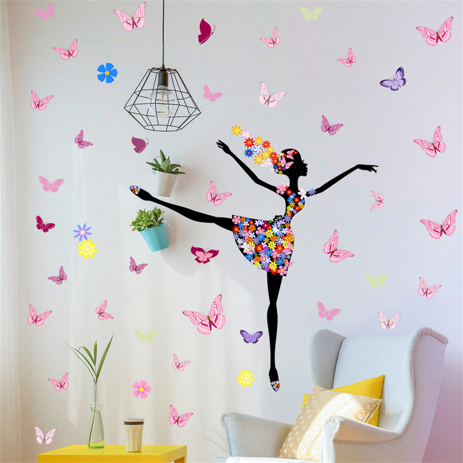 Ballet Wall Decals, Girl Ballet Dancer Silhouette Wall Art Stickers ...