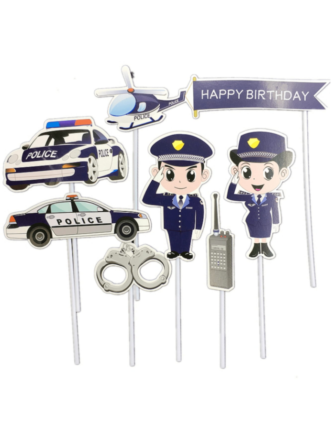 7pcs Police Car & Policeman Design Cake Decorations Toppers | SHEIN USA