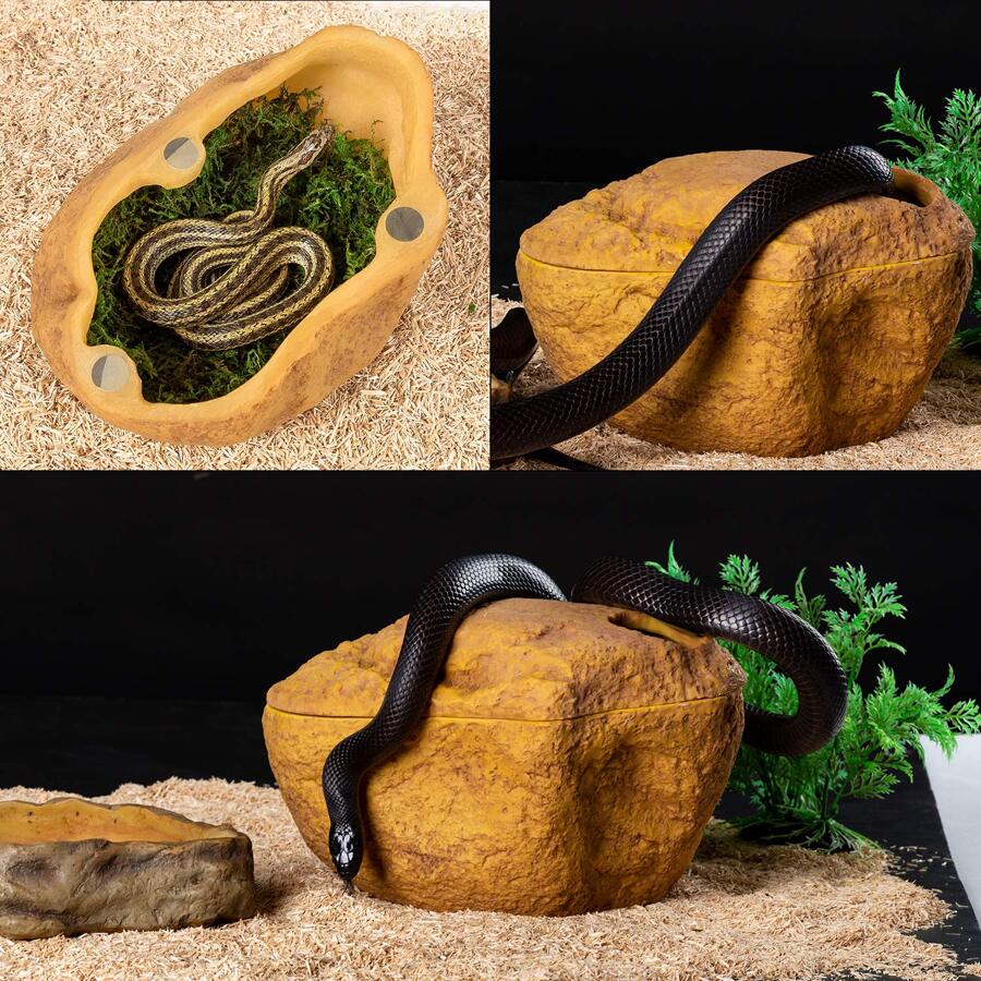 Reptile Hide Cave, Snake Cave and Hides, 3-in-1 Magnetic Attraction ...