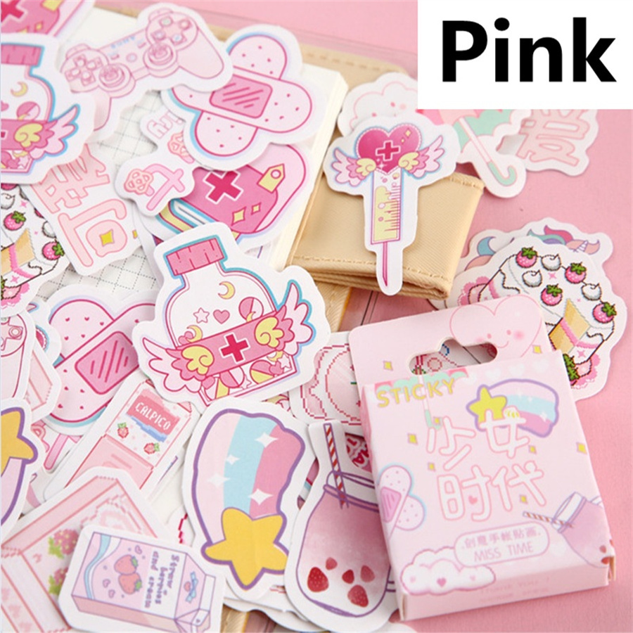 46Pcs/Pack Cute Kawaii Cartoon Stationery Sticker Diy Album Diary ...