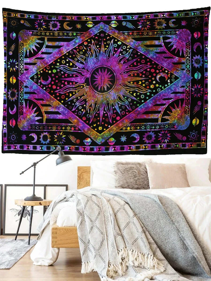 Sun & Moon Print Tapestry, Modern Composite Fabric Tapestry Poster Wall ...