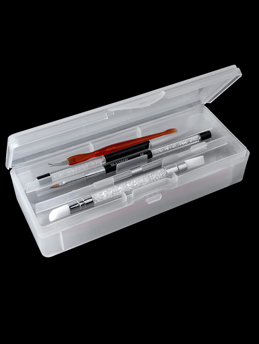 Transparent Double-layer Detachable Nail Tool Box, Storage Case for ...