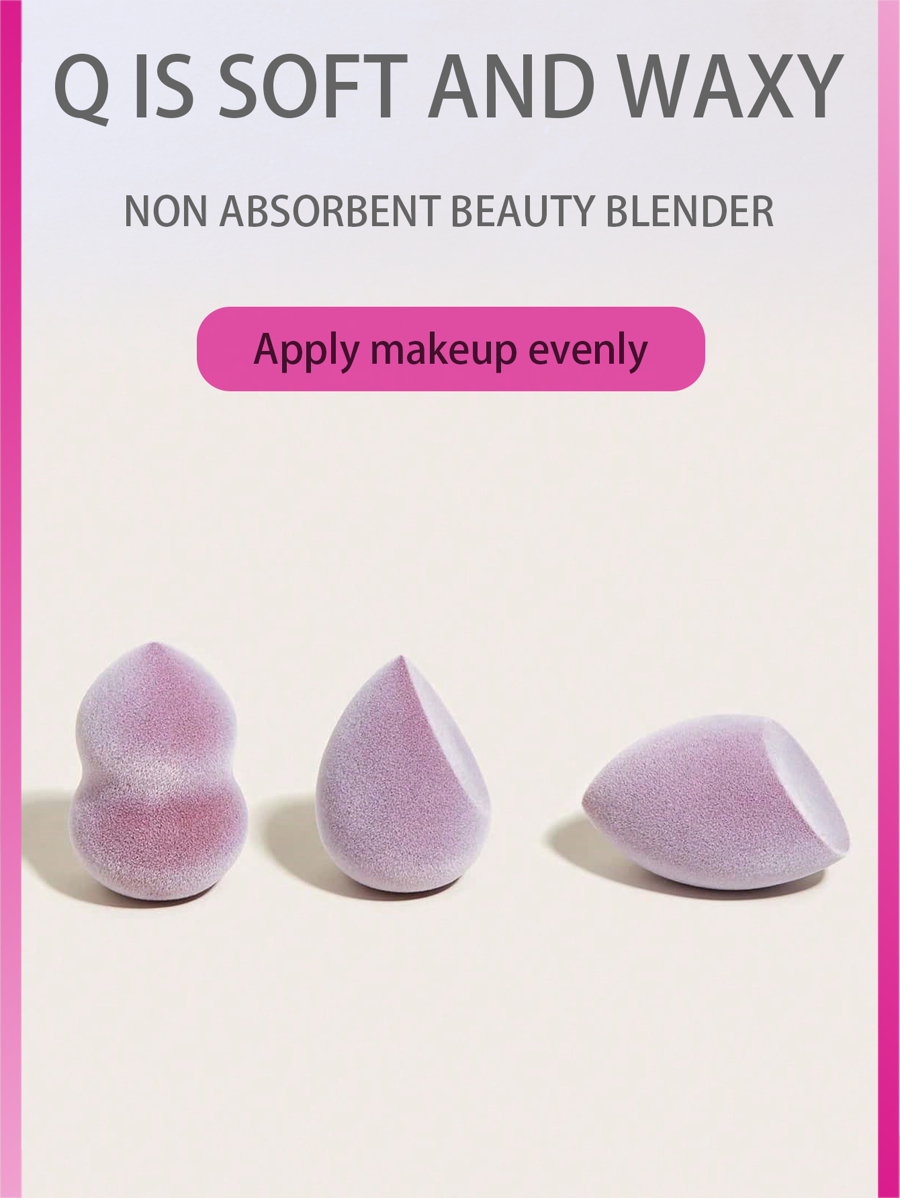 Pack of 3 Burgundy Flocked Beauty Eggs Makeup Blending Sponge for ...