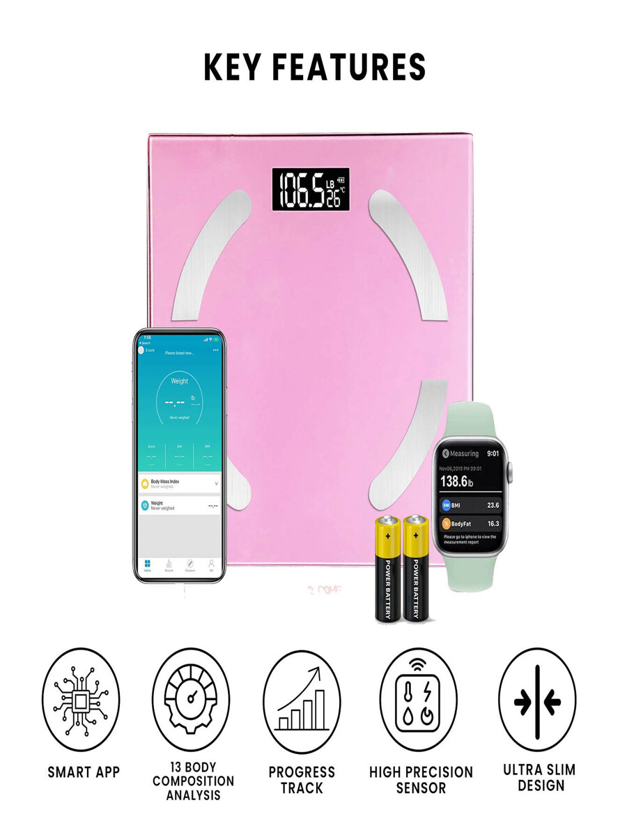 Weighing Scale, Rechargeable Smart Digital Bathroom Weighing Scale with ...