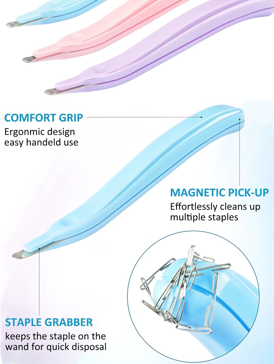 1pc Flat Staple Remover Push Style Portable Magnetic Staples Removal ...