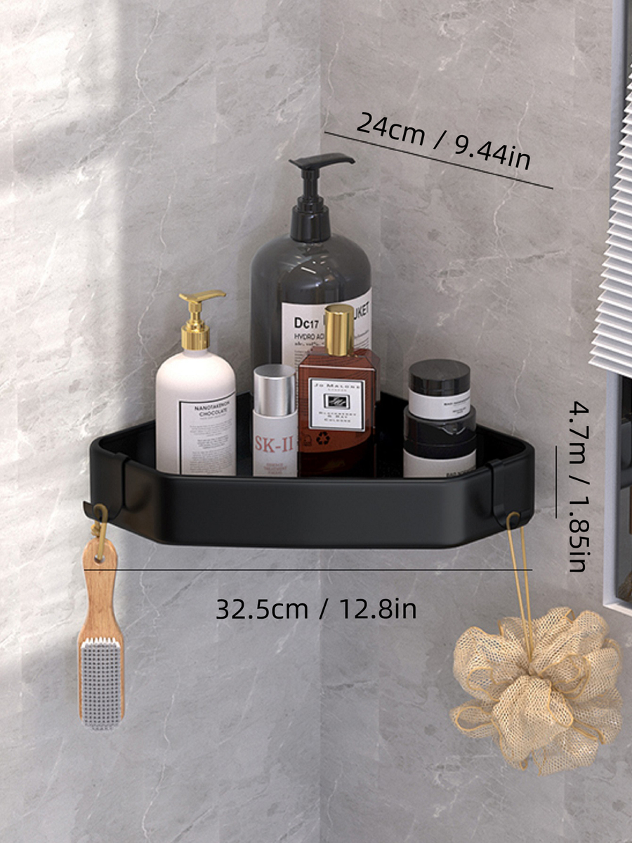 1pc Wall Mounted Bathroom Shelf Without Drilling, Triangular Storage ...