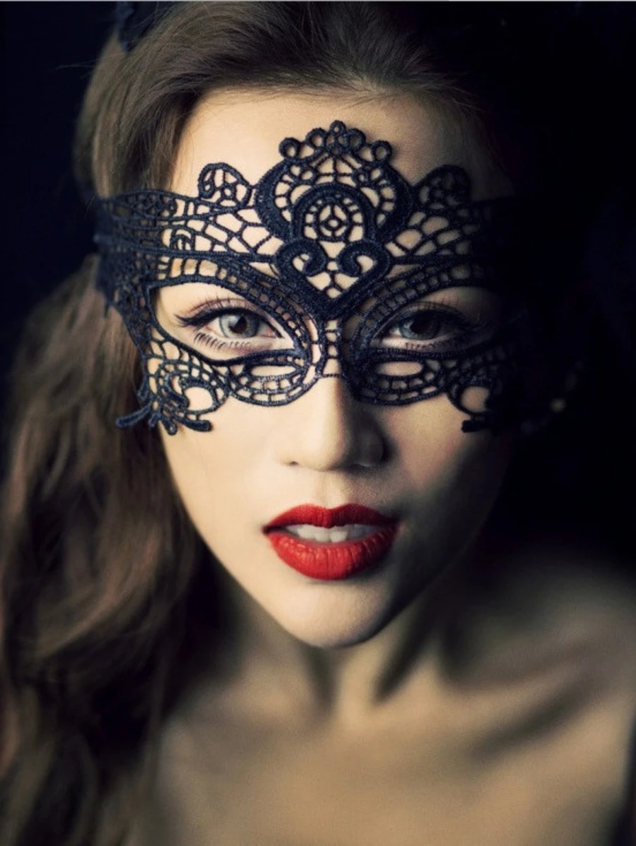 1pc Black Lace Mask For Party, Halloween, Masquerade, Sexy Half Face ...