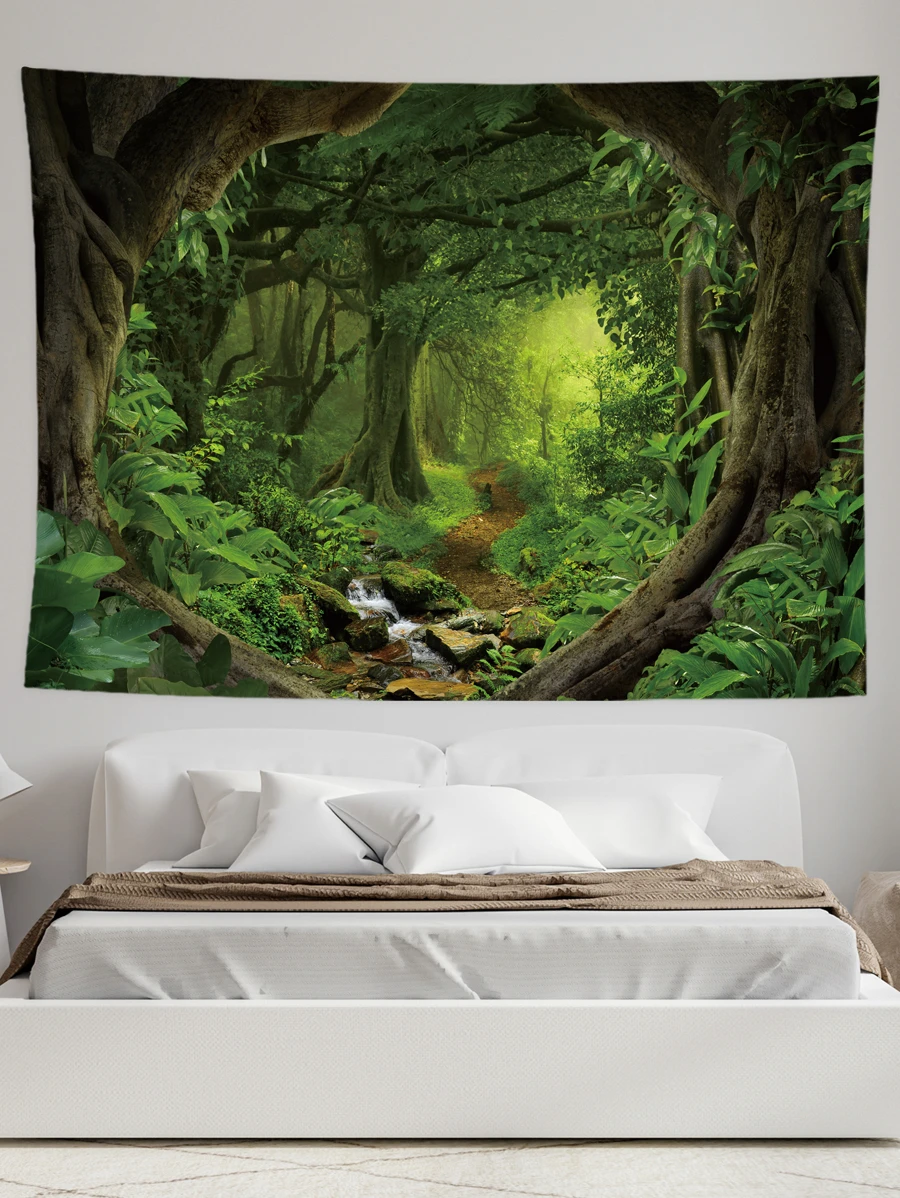 Forest Tree Tapestry, Nature View Bedroom Wall Hanging, Flag For Room ...