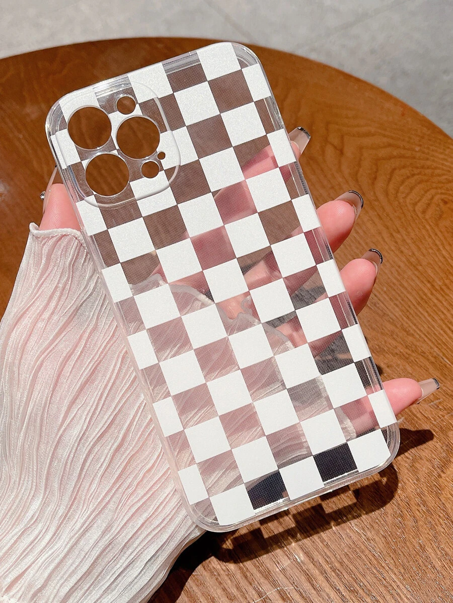 Checkered Pattern Clear Phone Case | SHEIN USA