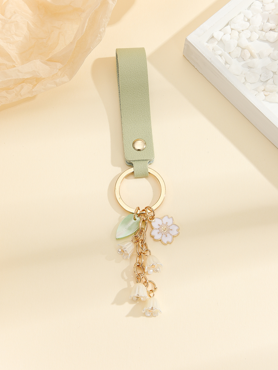 Boho 1pc Women Flower & Faux Pearl Charm Keychain,For Gift,Bag Purse ...