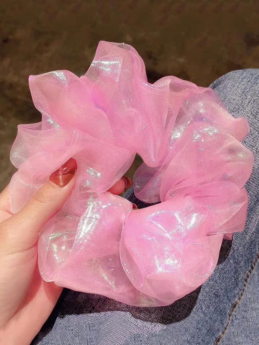 Holographic Scrunchies For Daily Use For Girls Hairstyles Casual Cute ...