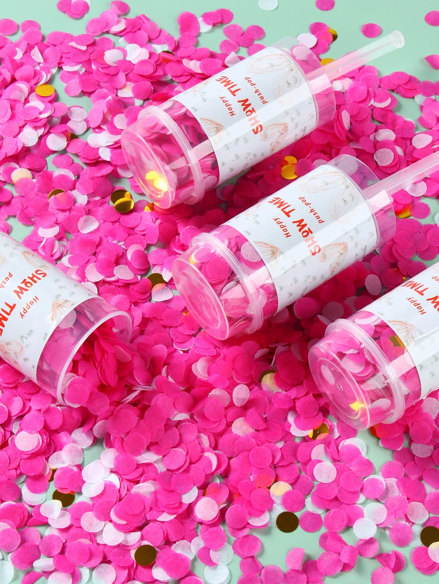 2pcs Pink Hand Push Pop Confetti Party Wedding Atmosphere Decoration ...