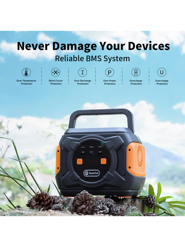 FF FLASHFISH 320W Portable Power Station, 292Wh 80000mAh Solar Generator With AC/DC/100W USB-C ...