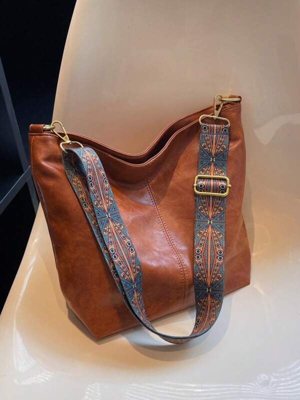 Vintage Crossbody Bag, Geometric Pattern Strap Hobo Bag Large Capacity ...
