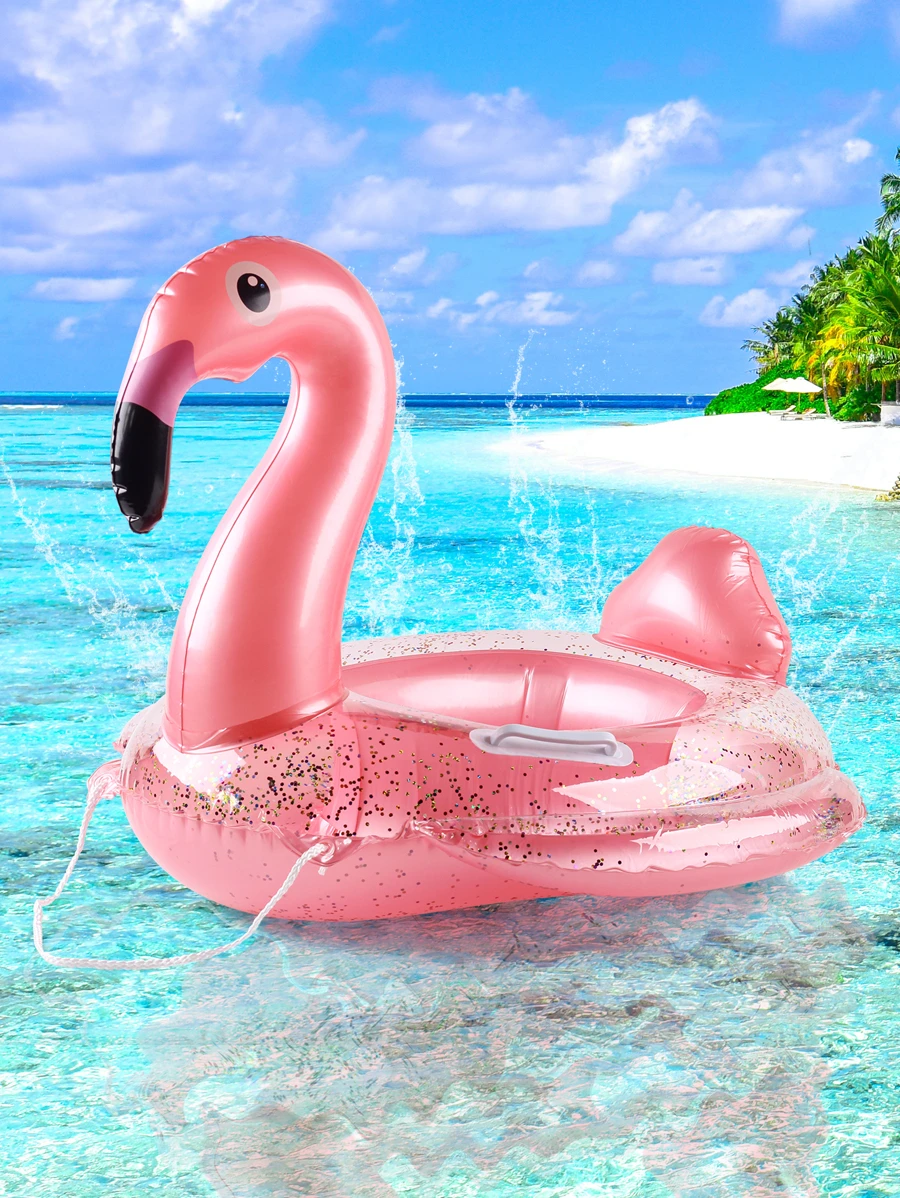 1pc Inflatable Flamingo Cartoon Print Swimming Ring, Armpit Ring, Beach ...