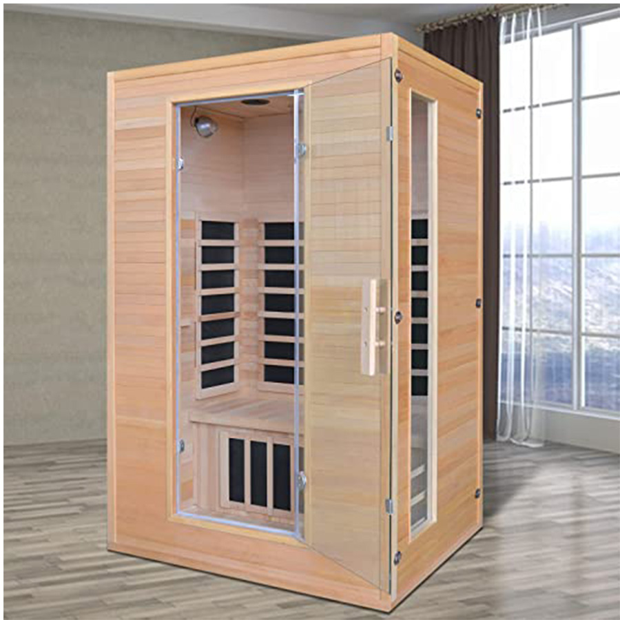 Low EMF Infrared Home Sauna,Dry Sauna 2 Person Hemlock Wood Set 1750W For Home with LED Control ...