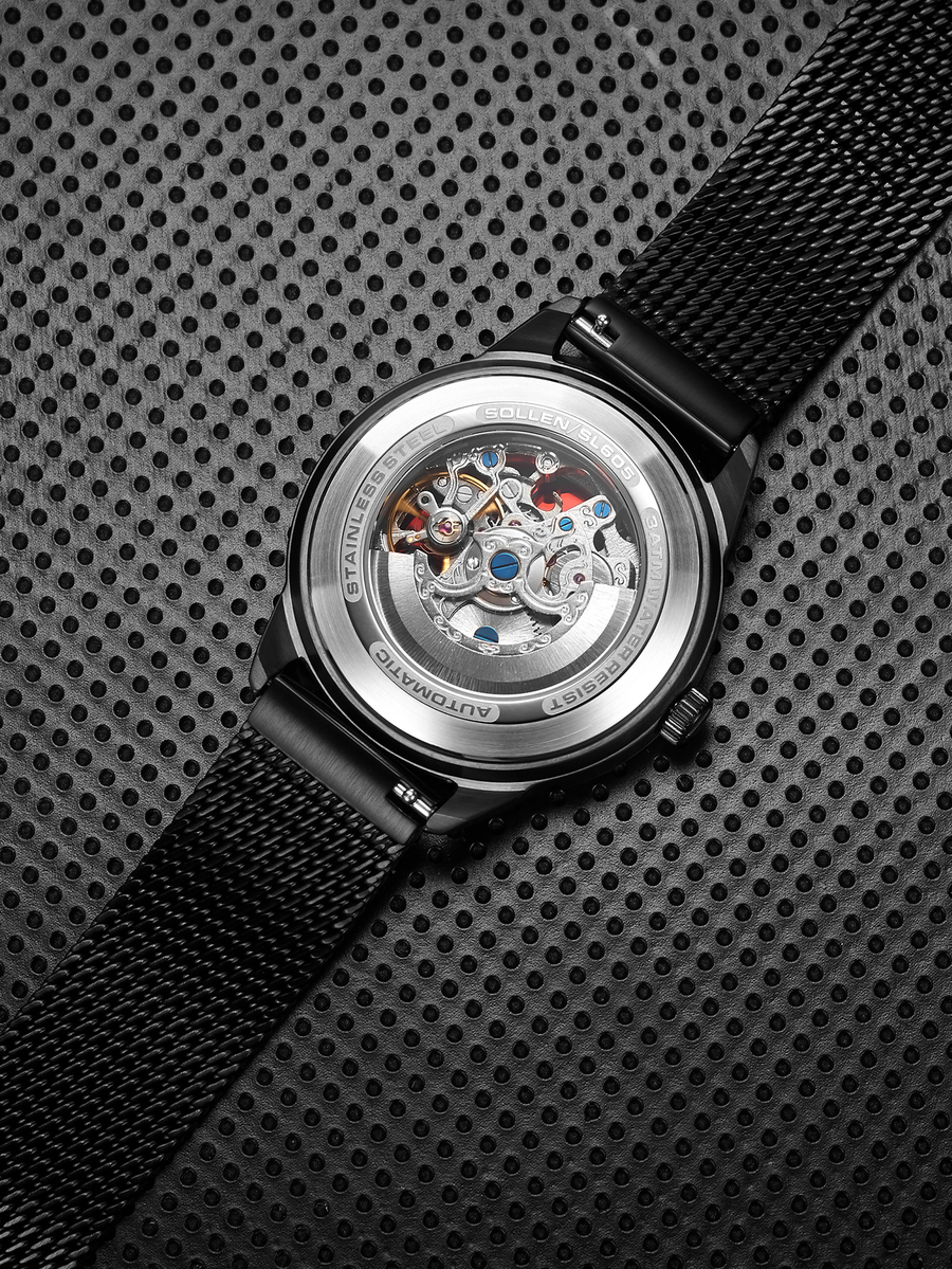 SOLLEN SOLLEN Hollow Automatic Mechanical Watch For Men, Business Style ...