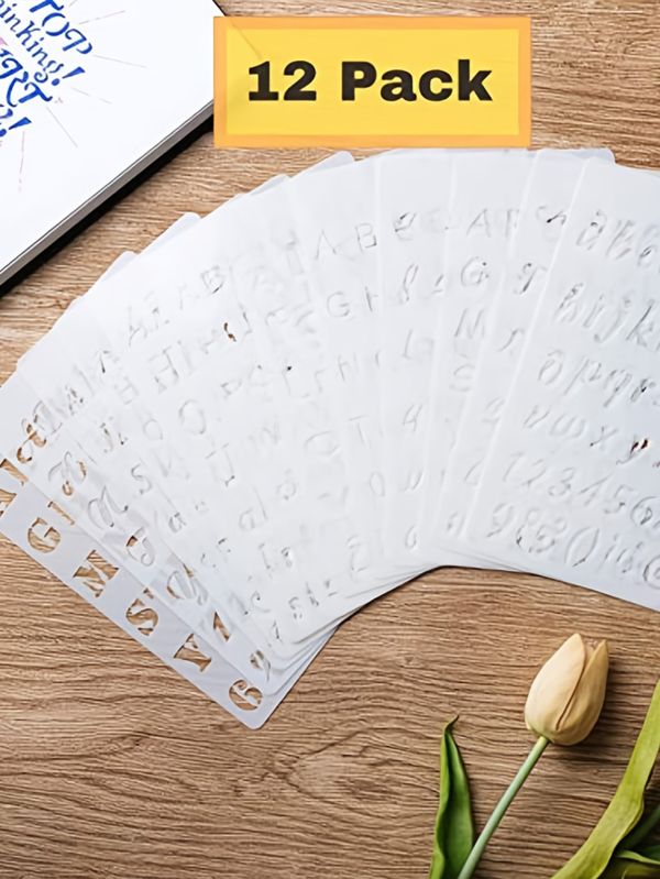 12 Pack Reusable Letter Stencils 4 X 7 Inch Plastic Alphabet Letter ...