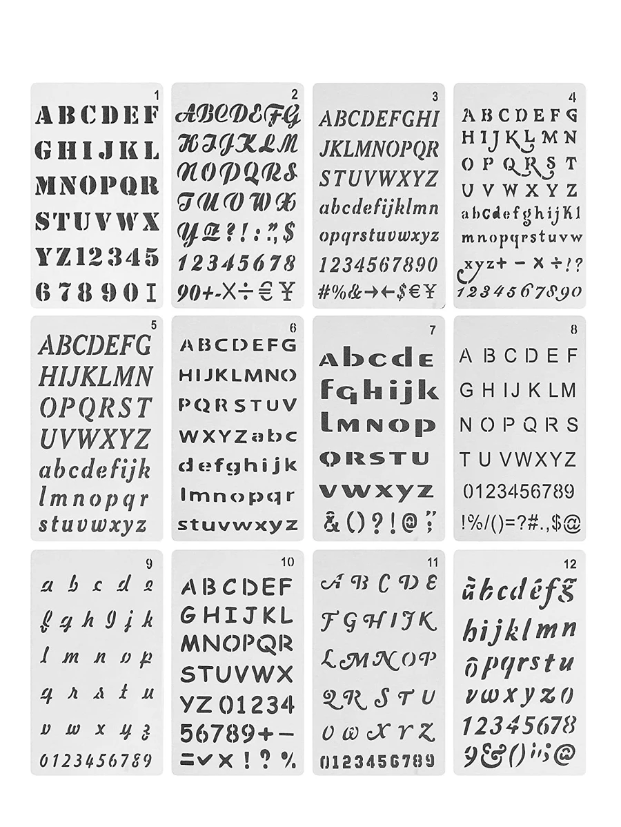 12 Pack Reusable Letter Stencils 4 X 7 Inch Plastic Alphabet Letter ...