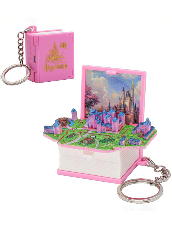 1pc 3D Pink Castle Graphic Book charm Foldable Keychain Backpack Popup ...