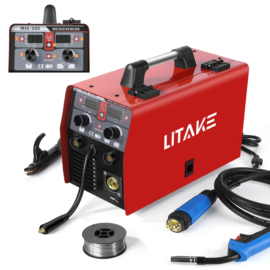 3-in-1 Digital MIG Welder 200Amp 110/220V Dual Voltage Welding Machine ...