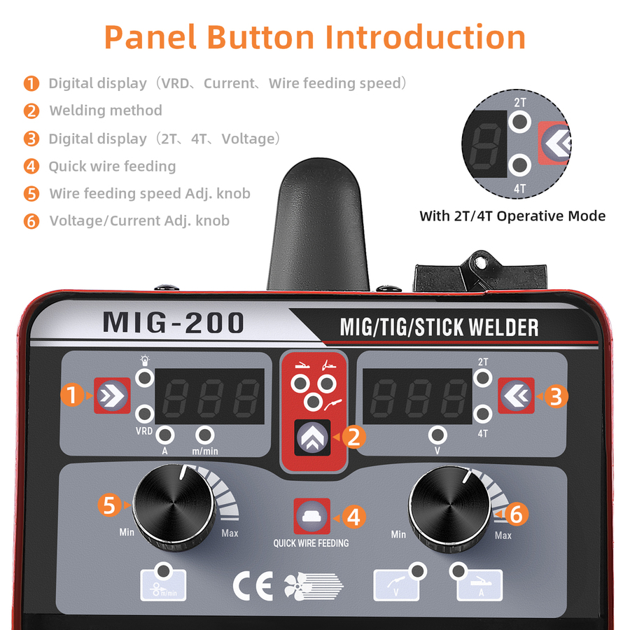 3-in-1 Digital MIG Welder 200Amp 110/220V Dual Voltage Welding Machine ...