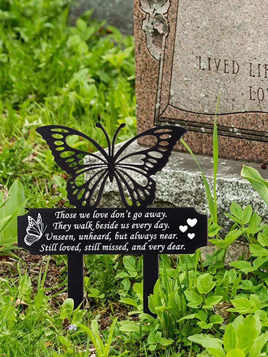 1pc Acrylic Memorial Plaque, Personalized Tombstone Outdoor Yard Black ...
