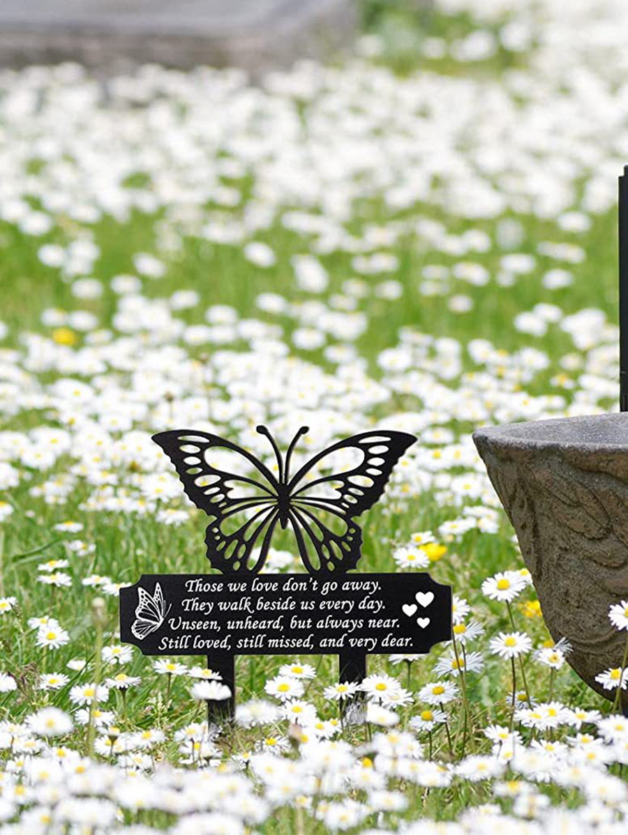 1pc Acrylic Memorial Plaque, Personalized Tombstone Outdoor Yard Black ...