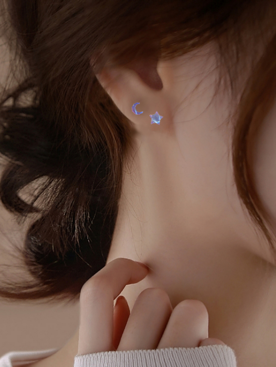 Colorful Crescent & Star Shaped Stud Earrings Set | SHEIN USA