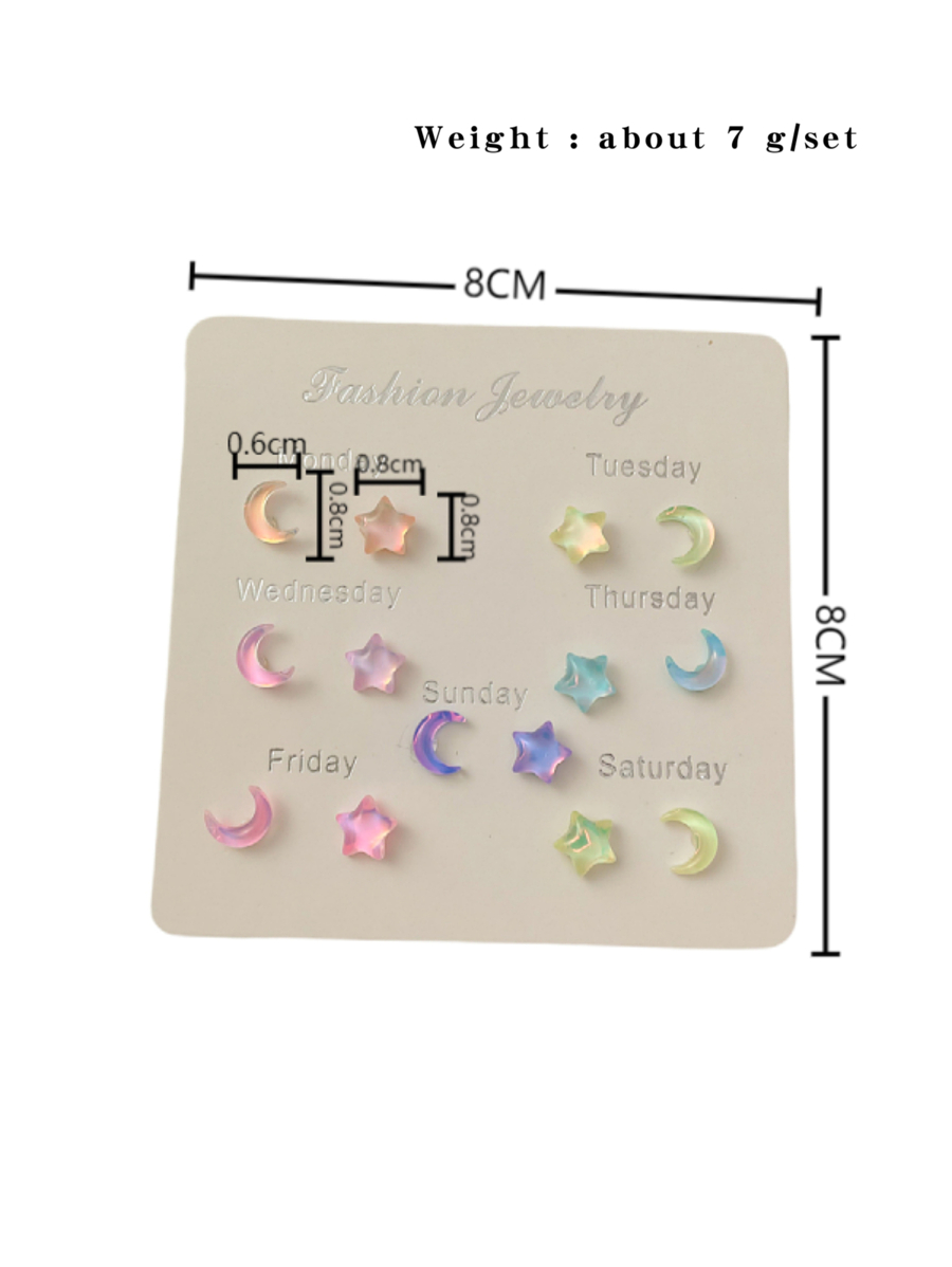 Colorful Crescent & Star Shaped Stud Earrings Set | SHEIN USA