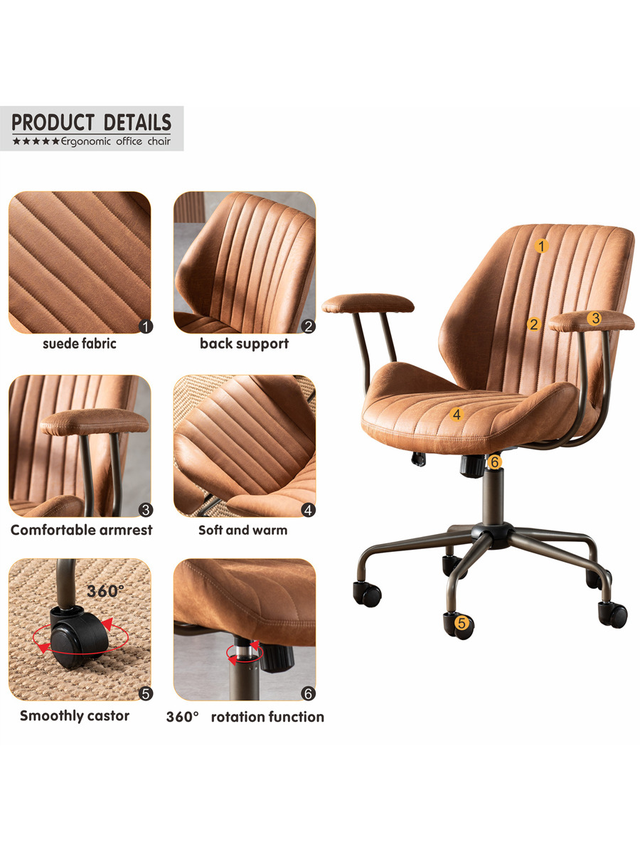 Ovios Mid Back Office Chair, Lumbar Support Computer Desk Chair ...